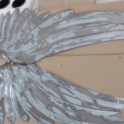 Large 43 Set of Galvanized Metal Angel Wings Pair Rustic Hanging Wall ...