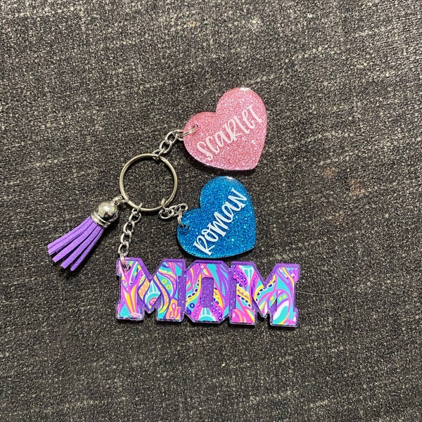 Customizable Mom Keychain With Personalized Mini Heart, Personalized ...