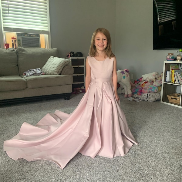 Satin Flower Girl Dress,girl Wedding Dress,ivory Flower Girl Dress ...