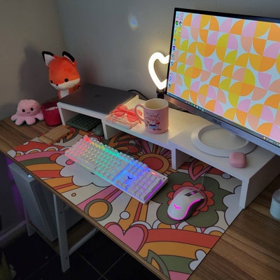 70s Boho Groovy Disco Mouse Pad Gamer Desk Mat Big Gaming - Etsy