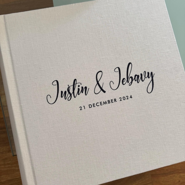 Linen Wedding Photo Album - Modern Wedding Gift, Anniversary Scrapbook ...