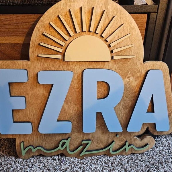 Boho Name Sign, Nursery Name Sign, Sun Nursery Decor, Boho Sun Name ...