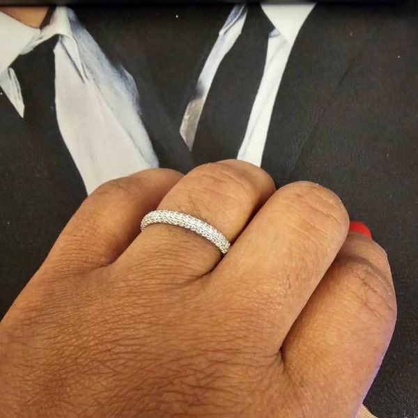 Floating Bubble Wedding Band Women / Single Prong Set Full Eternity ...