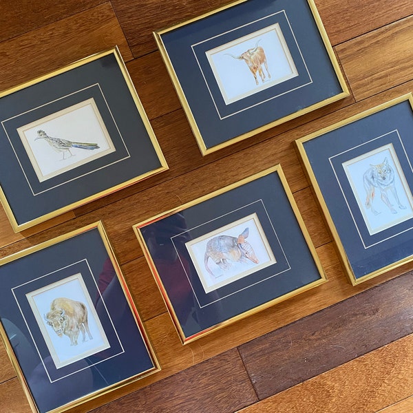 Watercolor Texas Animal Art Prints Western Childrens Room Set of 5 ...