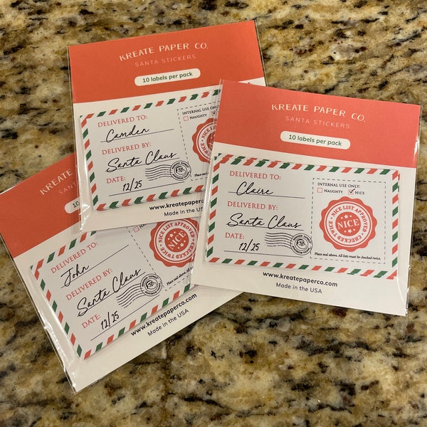Official Santa Label | Santa Claus Gift Tag Stickers | Personalized ...