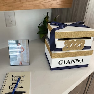 Royal Blue Card Box Centerpiece, Baby Blue Card Box or Birthday Card ...