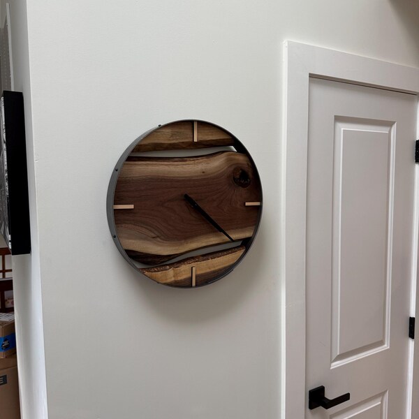 Made to Order, 18 Diameter Black Walnut Live Edge Wood Wall Clock ...