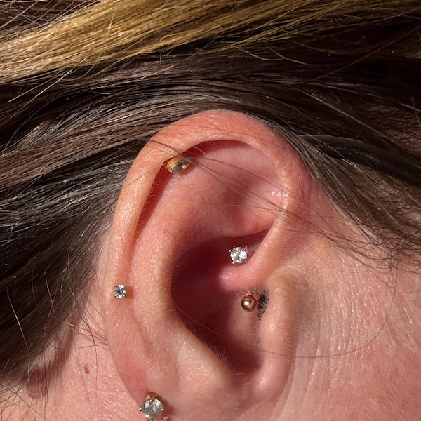 14K Solid Gold Threadless Zodiac Sign Tops/push-in Labret/12 ...