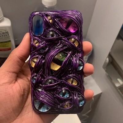 Handmade iPhone Case Glow in the Dark Purple Venom Cat Eyes Handmade ...