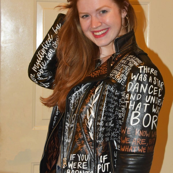 Custom Hand Painted Leather Jacket - Etsy