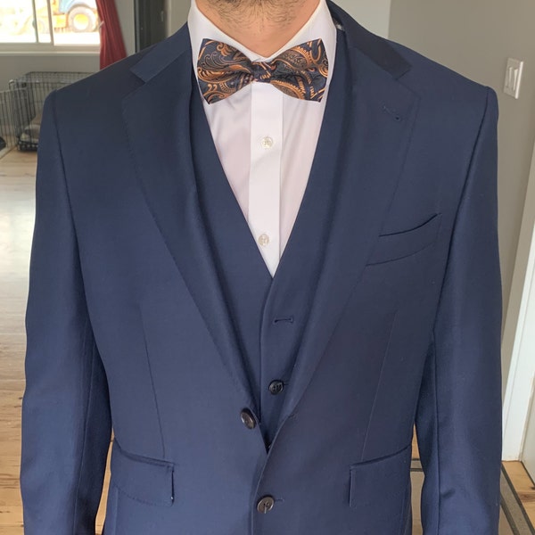 Navy Rose Gold Bow Tie, Best Man Request Gift, Groomsman Bow Tie, Man ...
