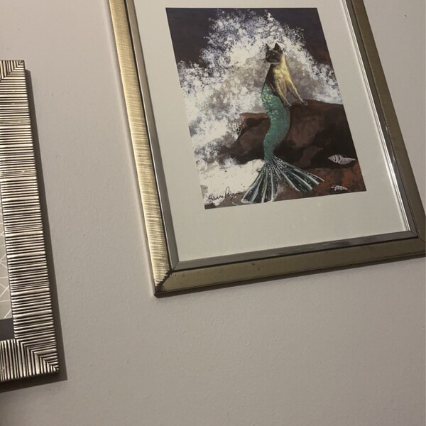 Mermaid Cat Art Print, 8x10" Mer-cat Illustration, Weird Mermaid Decor ...