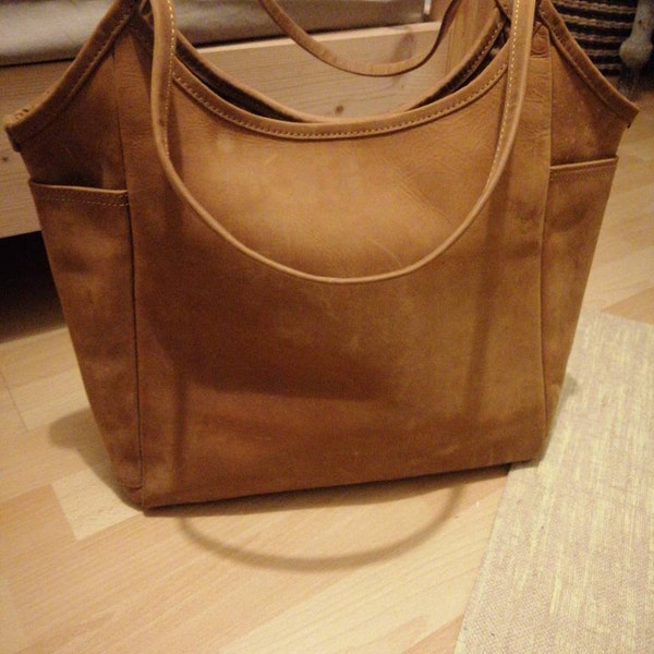 Leather Tote Bag Woman, Camel Shoulder Bag, Leather Purse - Etsy