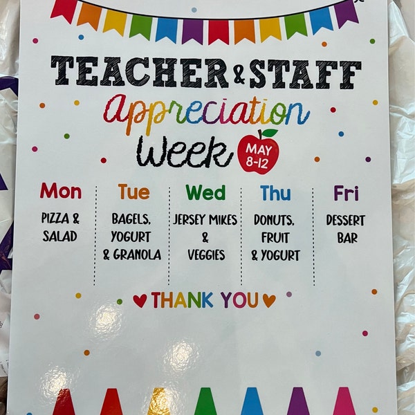 Editable Teacher Appreciation Week Itinerary Poster Teachers Staff ...