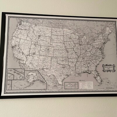 USA Wall Map Classic Black & White Poster 36x24 Rolled Paper or ...
