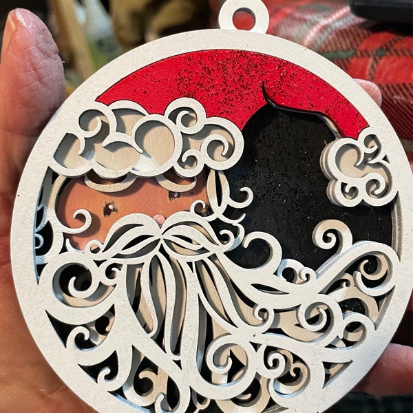 SANTA ORNAMENT LASER File - Layered Christmas Ornament Laser File - Etsy