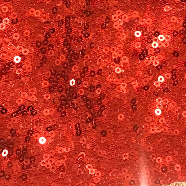 Red Sequin Fabric, Glitz Full Sequins on Mesh Fabric, Red Sequins ...