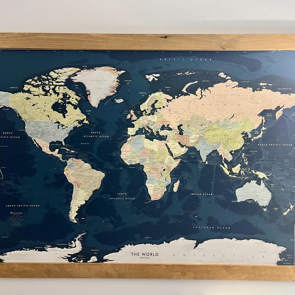 Giant World Map Wall Mural - Removable Wallpaper Map of the World ...