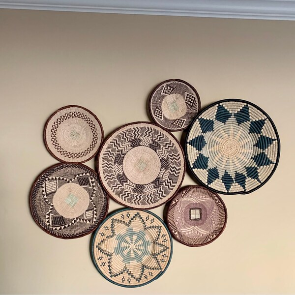 African Basket Set of 6, African Wall Binga Baskets, Tonga Wall Basket ...