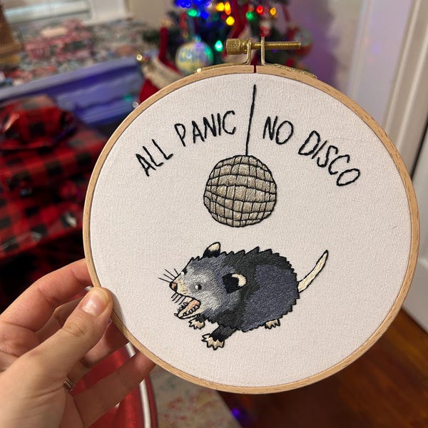 Screaming Self-care Opossum - Hand Embroidery Digital Download PDF ...