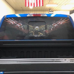 Patriotic American Flag Eagle Rear Window Graphic Tint Decal Sticker ...