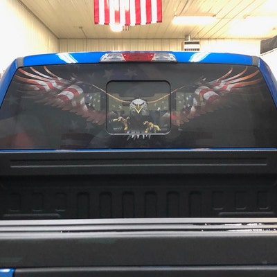 Patriotic American Flag Eagle Rear Window Graphic Tint Decal Sticker ...
