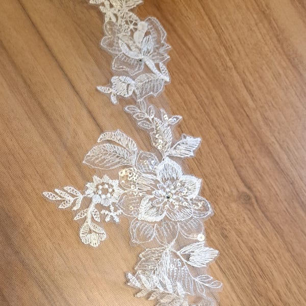 Waltz Length Wedding Veil, Flutter Cut and Soutache Cord Edge Wedding Veil, Bridal Veil, Free ...