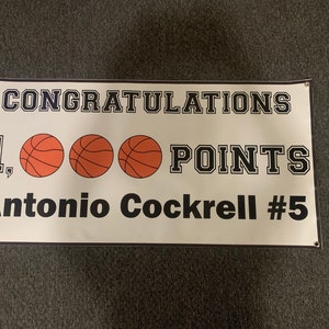 Basketball 1,000 Points Banner - Custom Personalized 1000 Points Banner ...