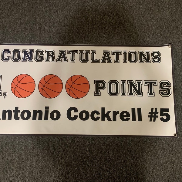 Basketball 1,000 Points Banner - Custom Personalized 1000 Points Banner ...