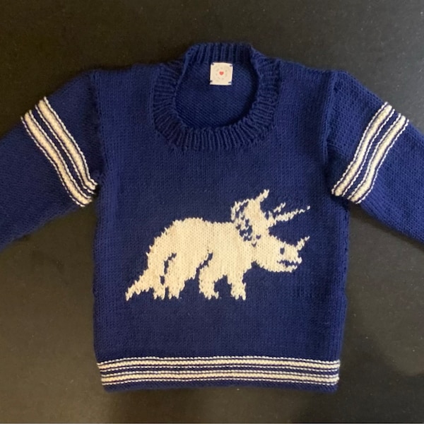 Knitting Pattern - Dinosaur Child's Sweater for 2-7 Years - Triceratops ...