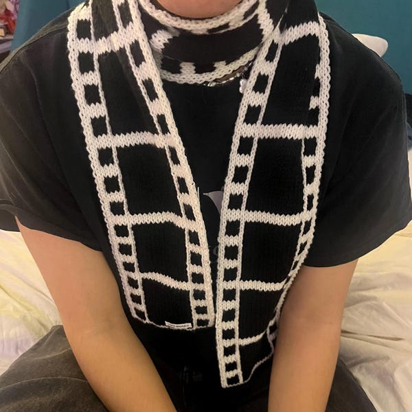 Hand Knitted Filmstrip Scarf Film Roll Black and White - Etsy