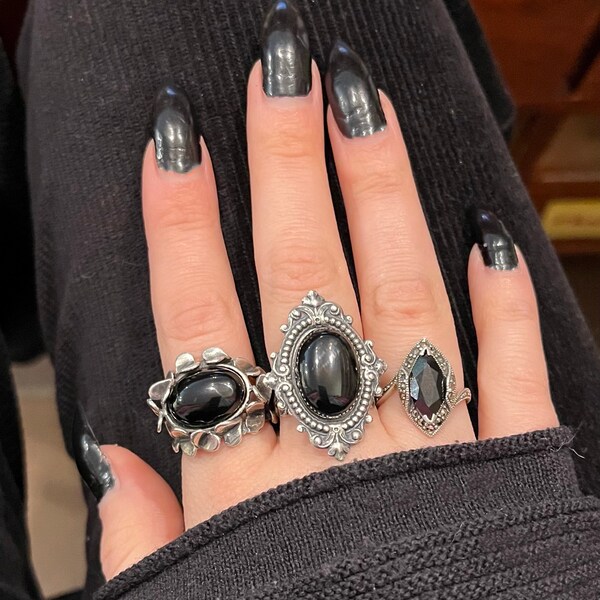Victorian Gothic Ring - Black Onyx Gemstone Ornate Filigree Steampunk ...