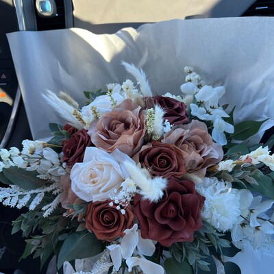 Light Dusty Rose and Dusty Blue Flowers, Bridal Bouquet, Mauve Wedding ...