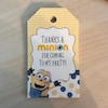 4 Personalized Printable Minion Thank You Tags,birthday Gift Tags ...