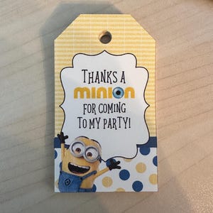 4" Personalized Printable Minion Thank You Tags,birthday Gift Tags ...