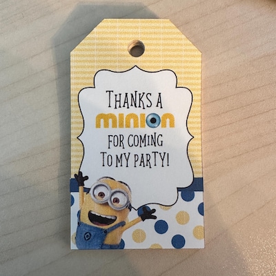 4 Personalized Printable Minion Thank You Tags,birthday Gift Tags ...