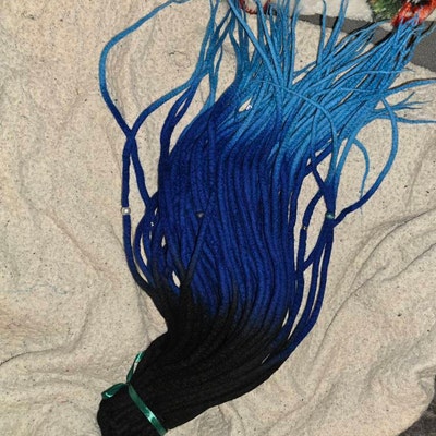 Set of Thin Synthetic Dreads Black and Ombre Dark Blue Space Dreads ...