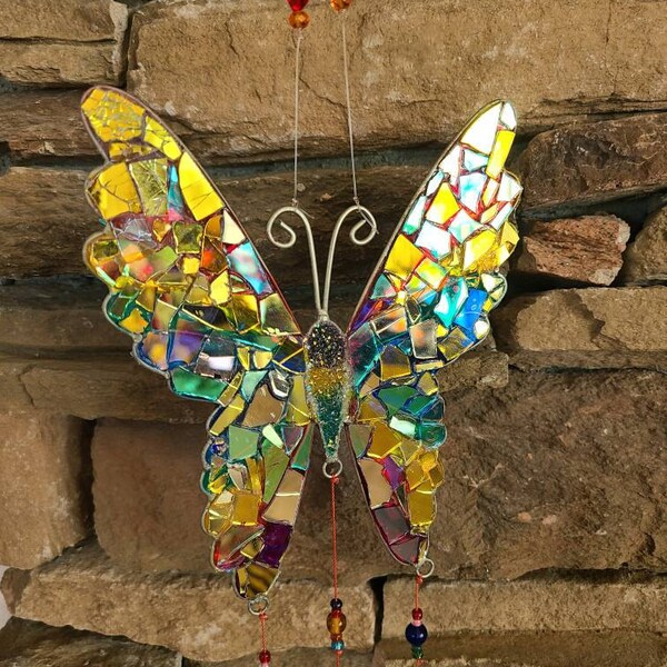 Butterflies Wind Chime.. APD.. Garden Art.. Yard Decor.. Tree Bling ...