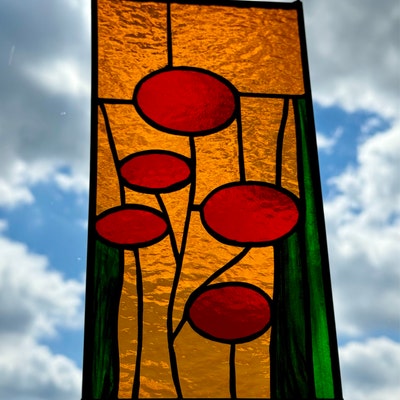 Modern Stained Glass Leaves Pattern, Plant Stained Glass Patterns ...