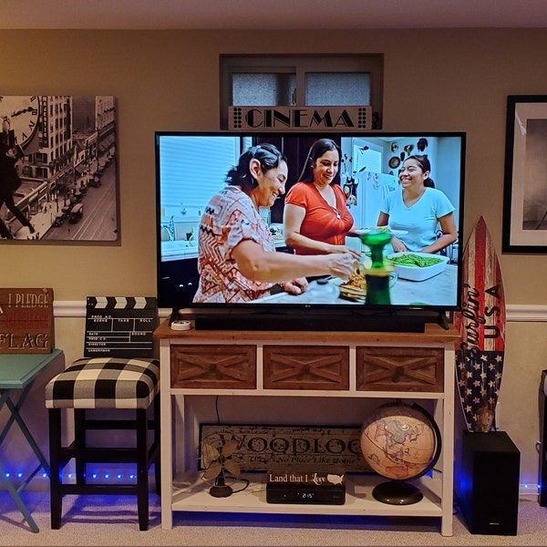 Cinema Sign Wooden Shabby Chic Painted Marquis Marquee Movies Media ...