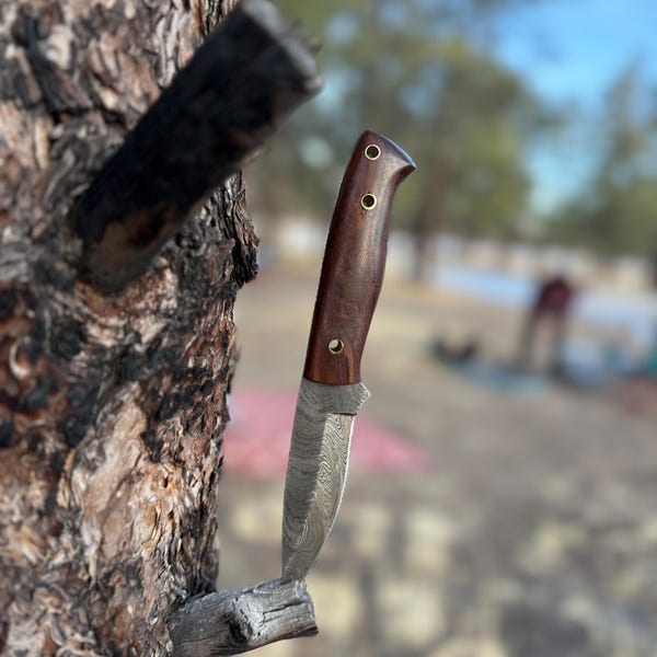 Handmade Bushcraft Knife With Sheath | Rosewood Fixed Blade Knife ...