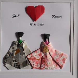 Personalised Origami Bride and Groom 3D Frame Art: Wedding Gift ...