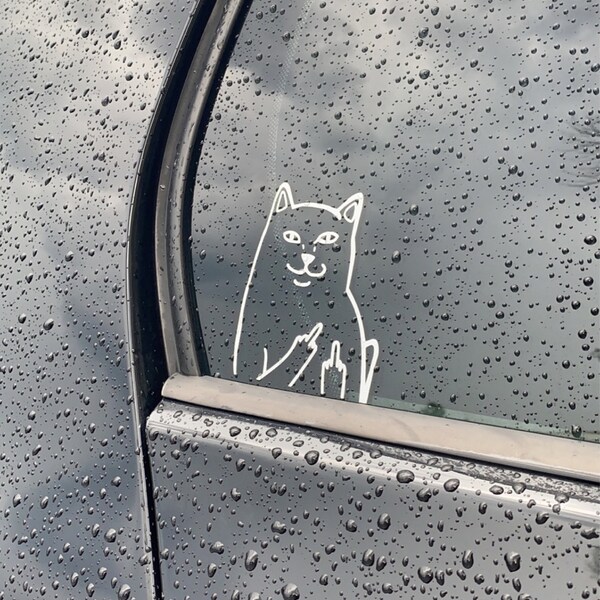 Cat Middle Finger Vinyl Decal, Car Decal, Laptop Decal, Funny Cat ...