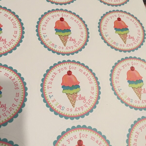 Ice Cream Stickers, Ice Cream Birthday Party, Labels, GIRL, Tags, Seals ...