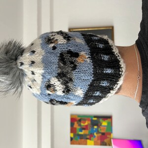 BLACK LAB Knitting Pattern, DOG Knitting Pattern, Fair Isle Pom Pom Hat ...