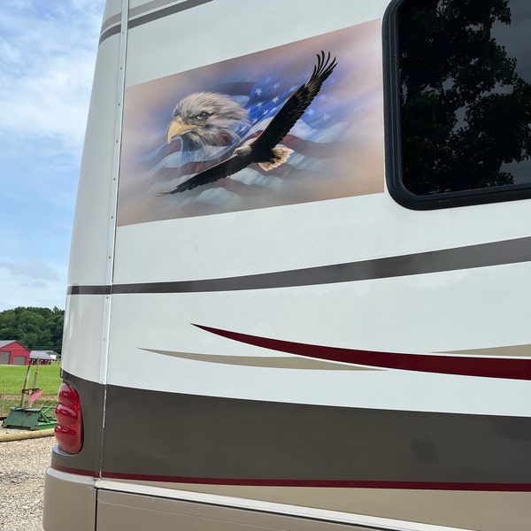 American Flag Soaring Eagle Graphic Mural Decals / Stickers Fit Wall ...