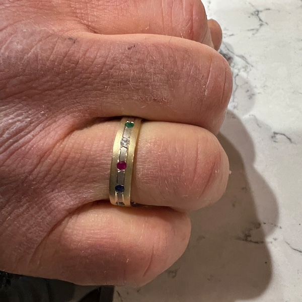 Gold Hoshen Ring, Hebrew Wedding Band, 14k Two Tone Gold Ani Ledodi ...