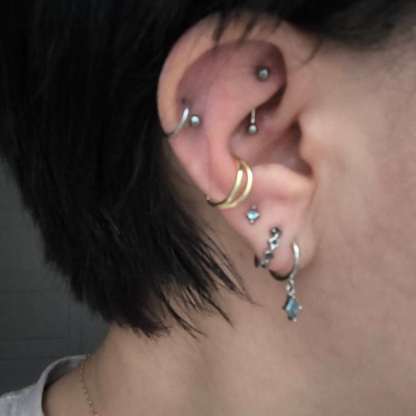 Sterling Silver Double Conch Clicker Hoop, Daith Rook Tragus Earring - Etsy