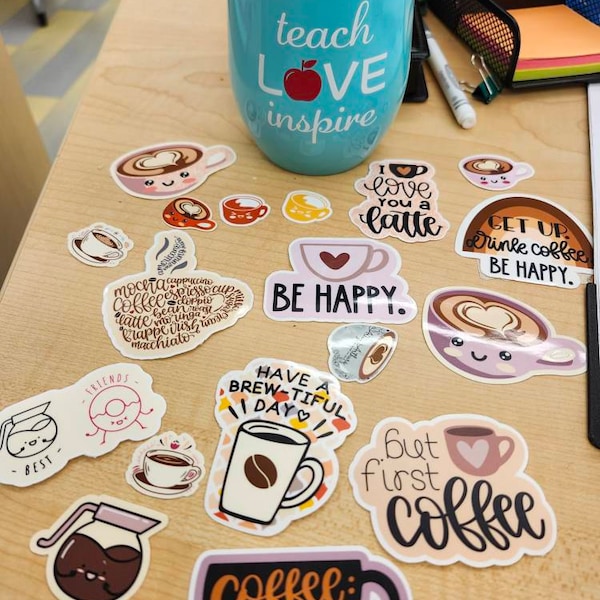 Coffee Sticker,coffee Addict Sticker Pack,coffee Decal,artsy Arthurs ...