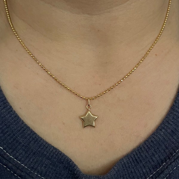 Solid 14K Gold Ball Chain Diamond Cut Ball Chain, Dainty Strong Gold ...